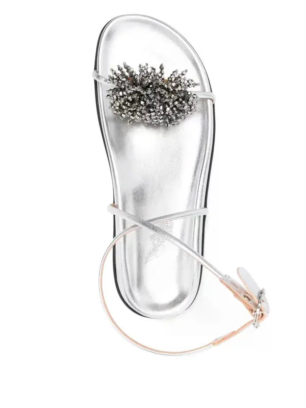 ANCIENT GREEK SANDALS Bead-embellished Ankle-strap Sandals