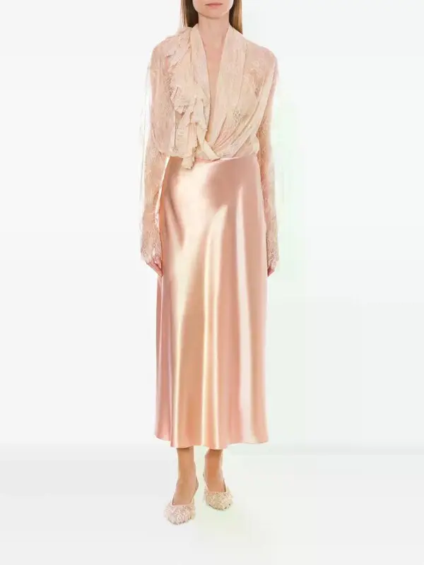 Alberta Ferretti Satin Midi Skirt