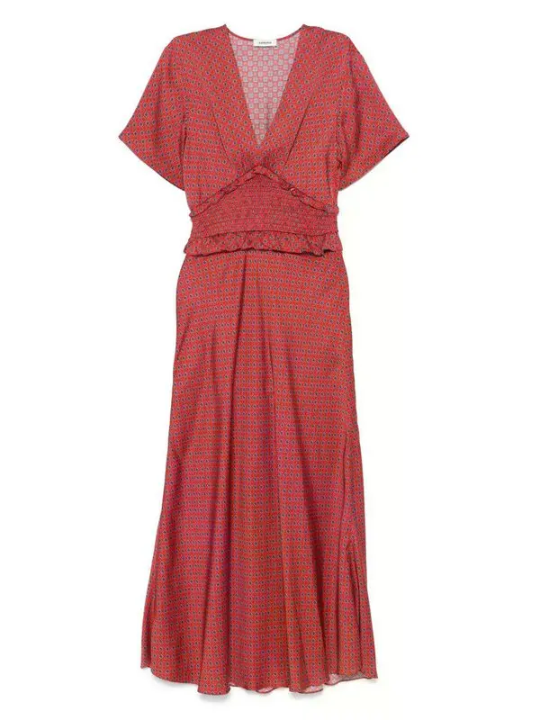 Sandro V-neck Printed Maxi Dress
