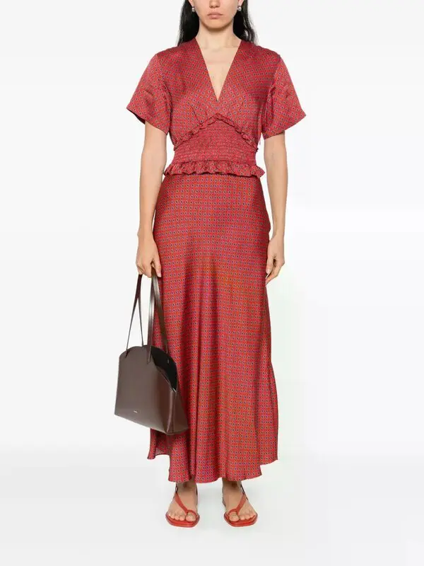 Sandro V-neck Printed Maxi Dress