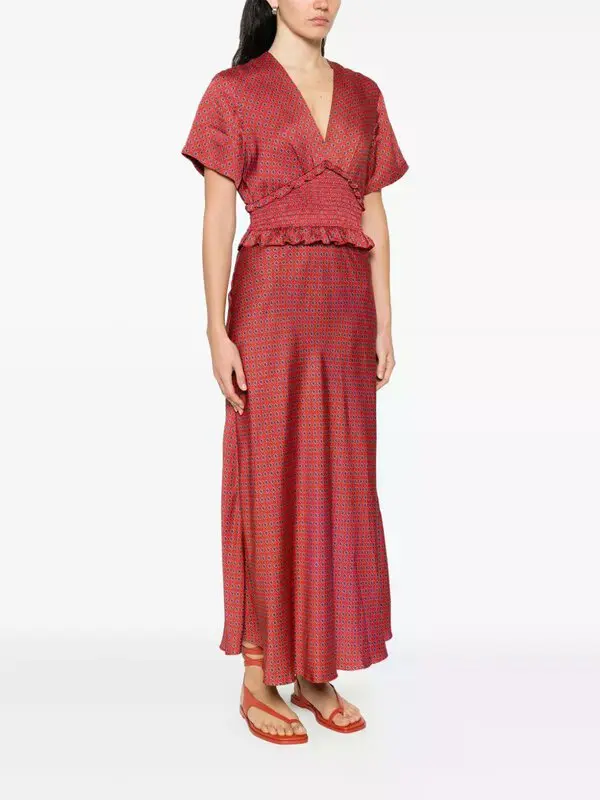 Sandro V-neck Printed Maxi Dress
