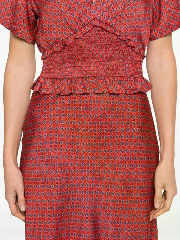 Sandro V-neck Printed Maxi Dress