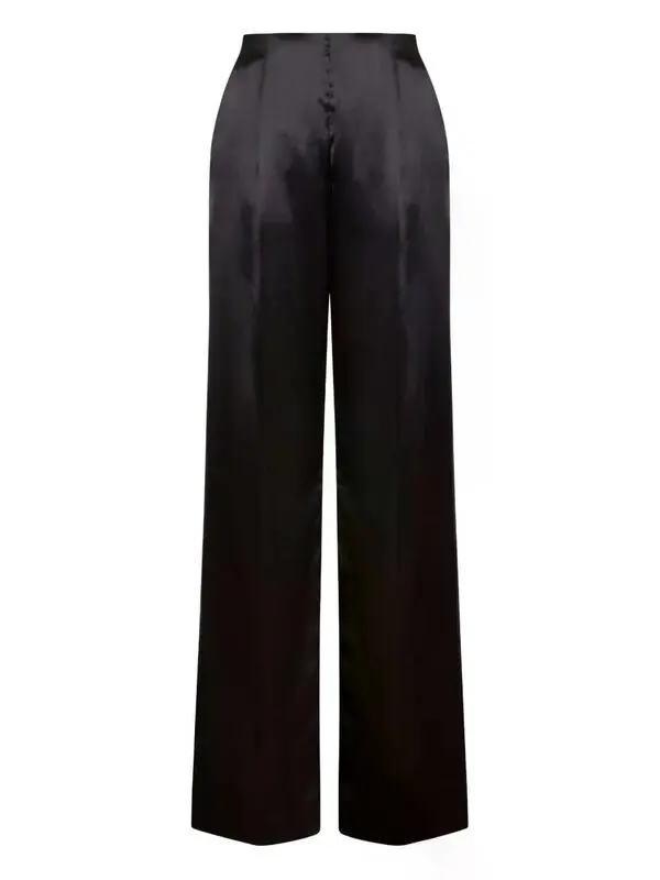 Alberta Ferretti Satin High-waisted Trousers - Black
