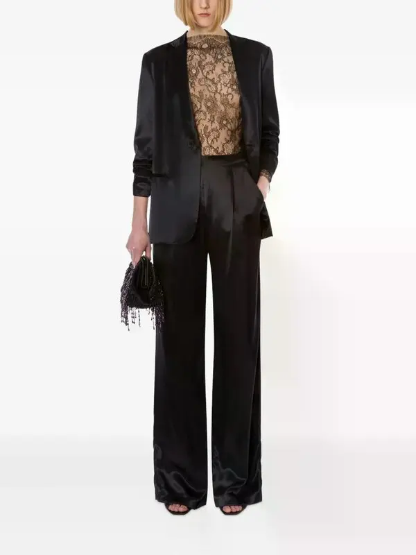 Alberta Ferretti Satin High-waisted Trousers - Black