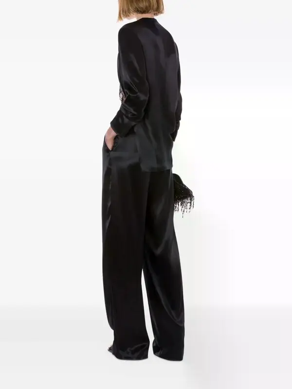 Alberta Ferretti Satin High-waisted Trousers - Black
