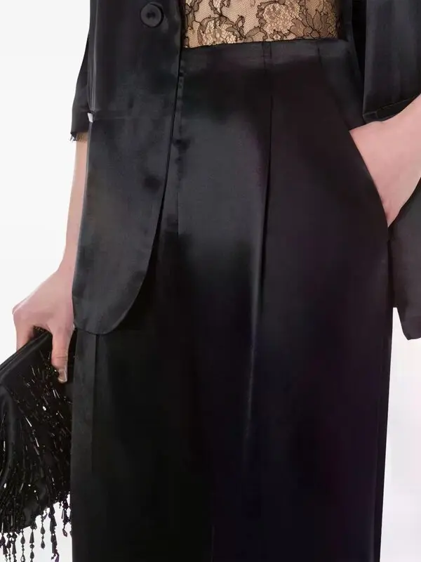 Alberta Ferretti Satin High-waisted Trousers - Black