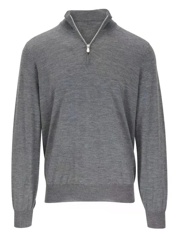 Brunello Cucinelli Zip-detail Sweater - Grey
