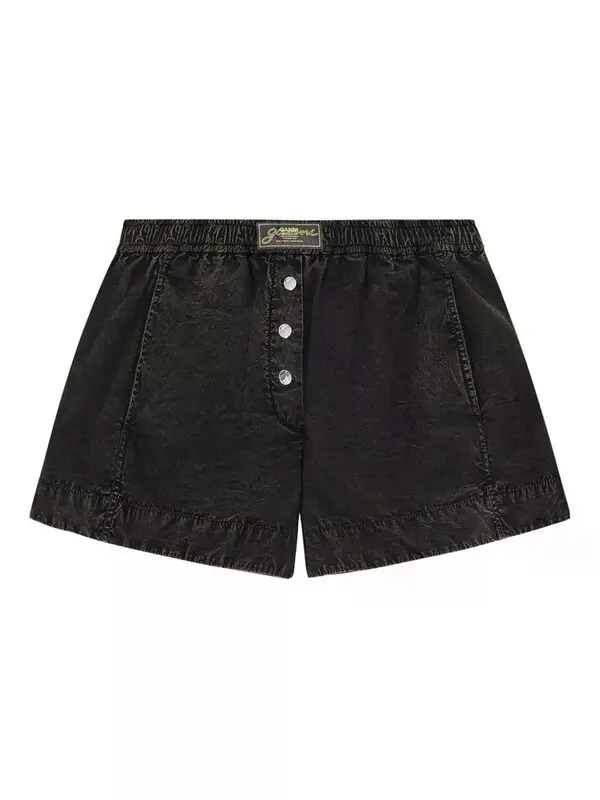 GANNI Logo-appliqué Shorts - Black
