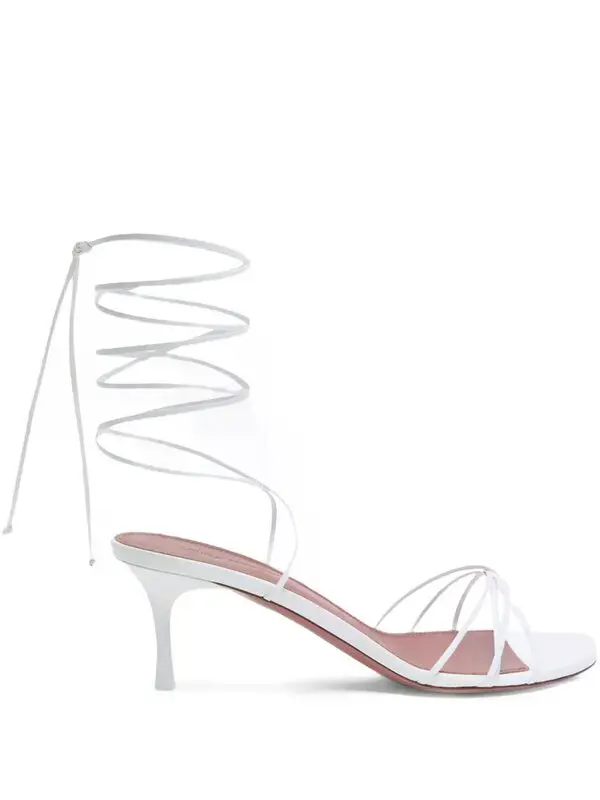 Amina Muaddi 60mm Lori Strap Sandals - White