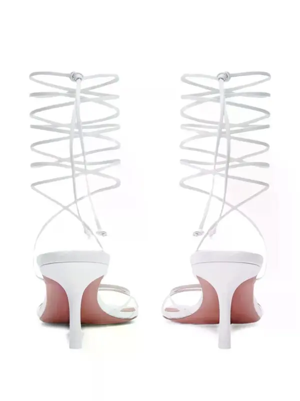 Amina Muaddi 60mm Lori Strap Sandals - White