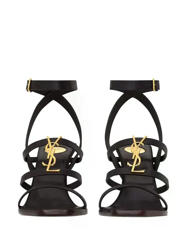 Saint Laurent 90mm Cassandra Strappy Wedge Sandals