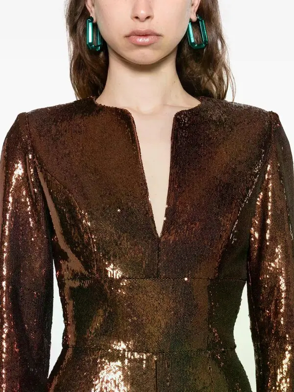 SILK LOVE & LACE Ivona Sequined Dress - Brown