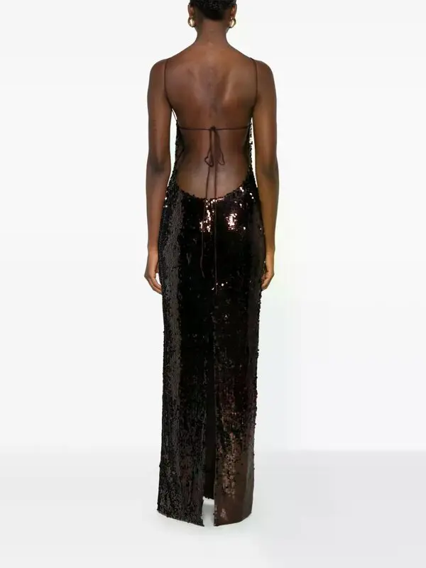 Magda Butrym Halterneck Sequinned Gown - Brown