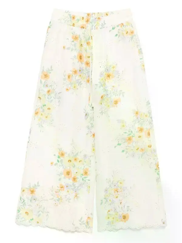 ALEMAIS Floral-print Wide-leg Trousers - Neutrals