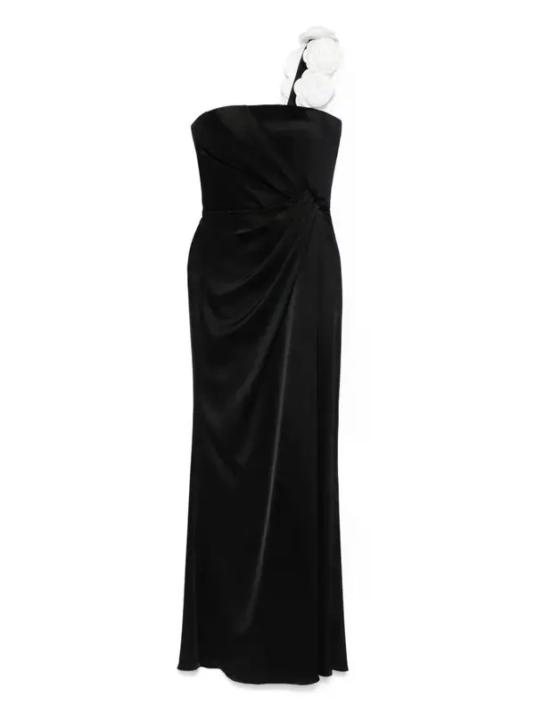 Silk Love & Lace Sara One-Shoulder Dress - Black | Editorialist