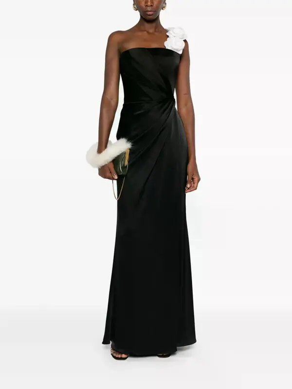 SILK LOVE & LACE Sara One-shoulder Dress - Black