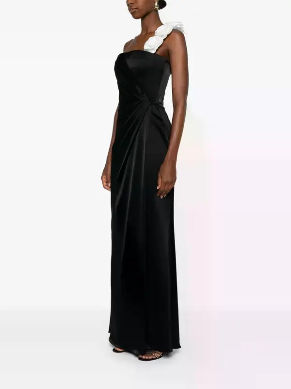 SILK LOVE & LACE Sara One-shoulder Dress - Black