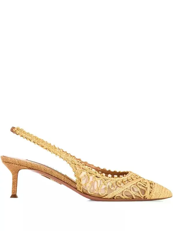 AQUAZZURA 50mm Khalo Woven Slingback Pumps