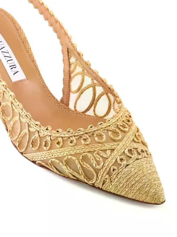 AQUAZZURA 50mm Khalo Woven Slingback Pumps