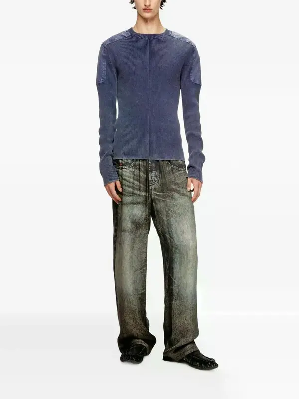 DIESEL® Panelled Ribbed Jumper - Blue