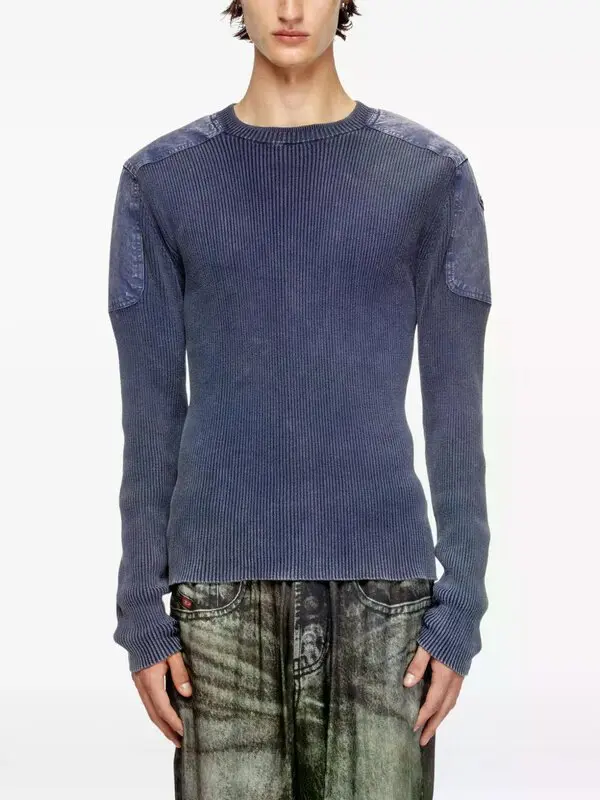 DIESEL® Panelled Ribbed Jumper - Blue