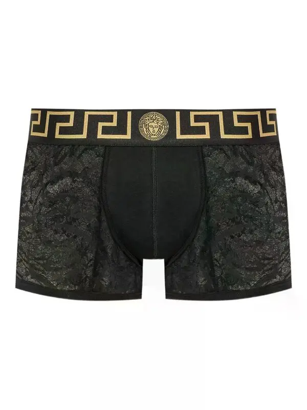 Versace Grecca-waistband Lace Boxers - Black