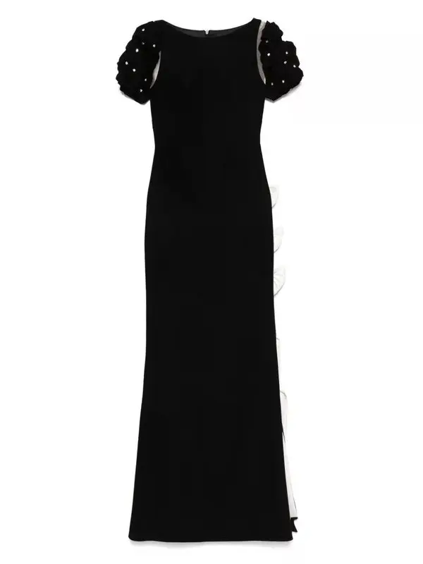 SILK LOVE & LACE Embellished Puff-sleeve Gown