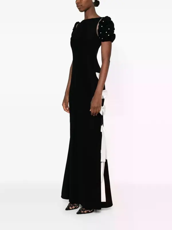 SILK LOVE & LACE Embellished Puff-sleeve Gown