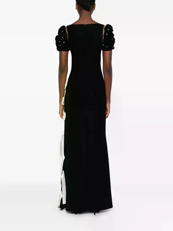 SILK LOVE & LACE Embellished Puff-sleeve Gown