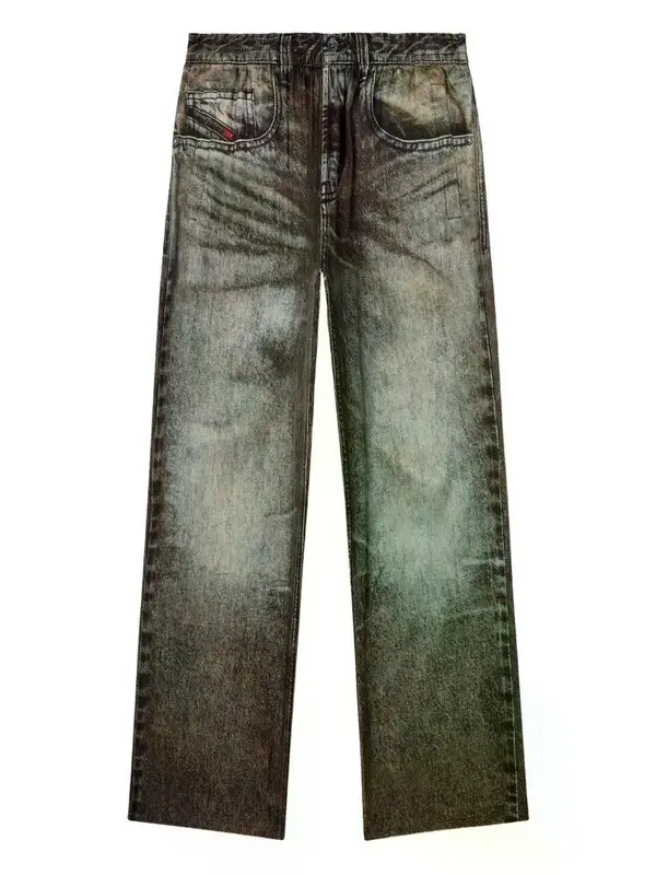 DIESEL® Acid-wash Wide Leg Trousers - Black