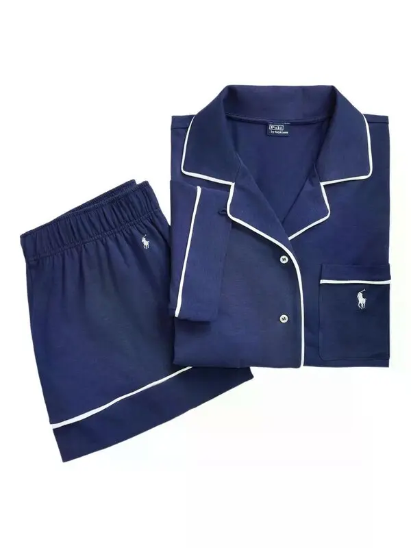 Polo Ralph Lauren Short-sleeve Piped-trim Pyjama Set - Blue