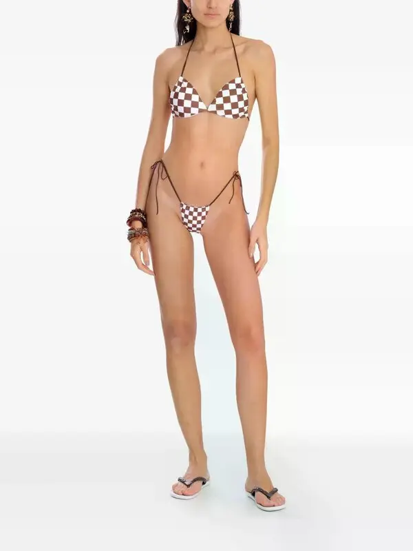 AMIR SLAMA Check-print Two-piece Bikini Set