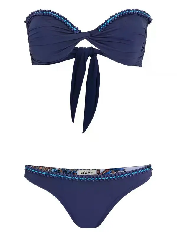 AMIR SLAMA Bead-embellished Bikini Set - Blue