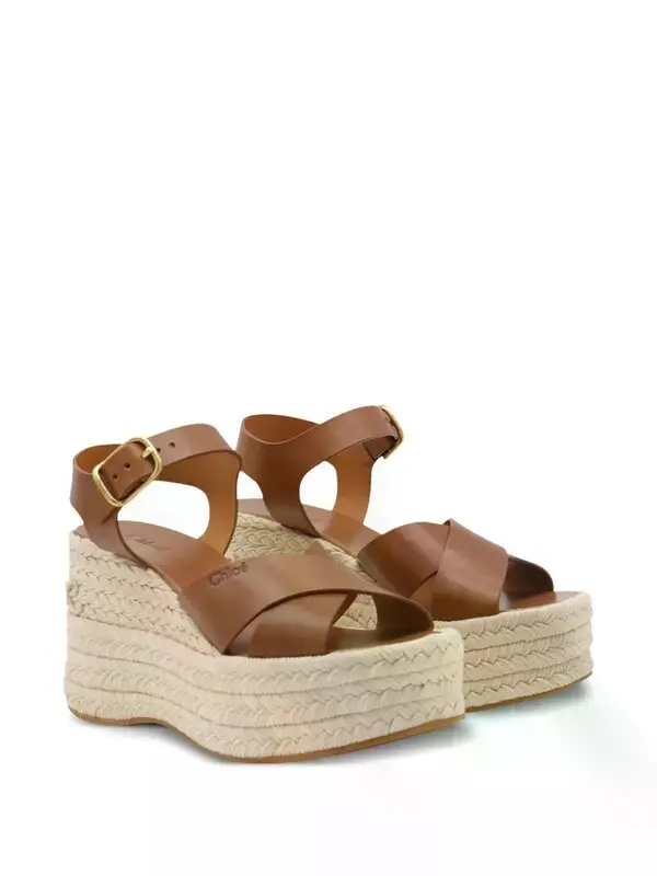 Chloé 105mm Isla Wedge Espadrilles - Brown
