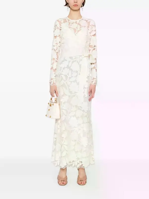 Buy Elie Saab Embroidered Midi Dress - Neutrals At 29% Off