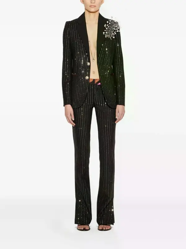 Emilio Pucci Pinstripe Rhinestone Embellished Blazer