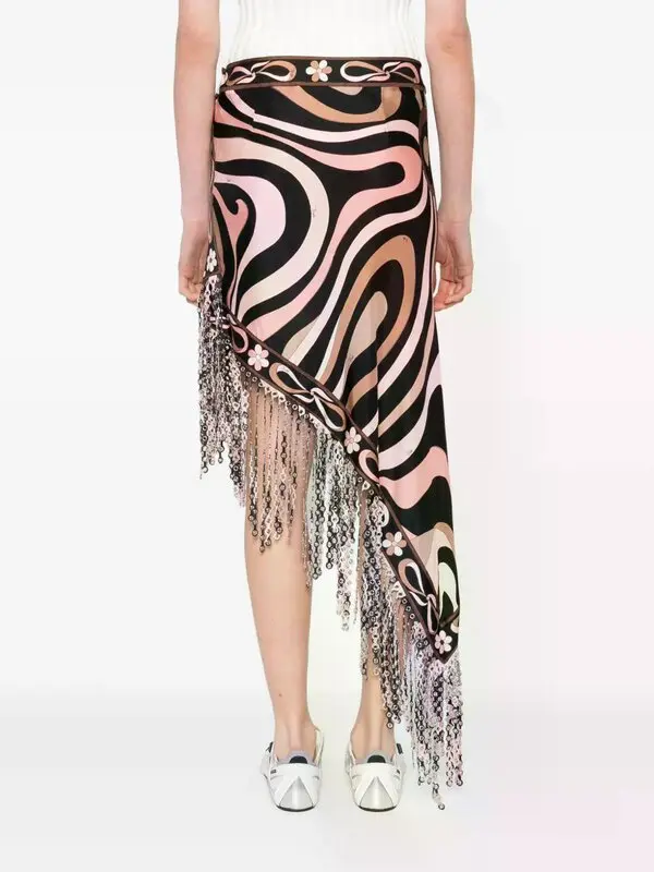 EMILIO PUCCI　フリンジ ロングスカート Emilio Pucci Sequin-Fringed Asymmetric Skirt In Black - 54% Off