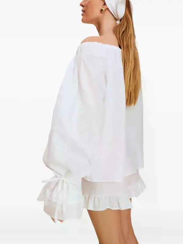 Sleeper Ruffled Hem Shorts Set - White