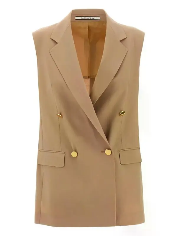 Tagliatore Bernice Double-breasted Sleeveless Blazer - Brown