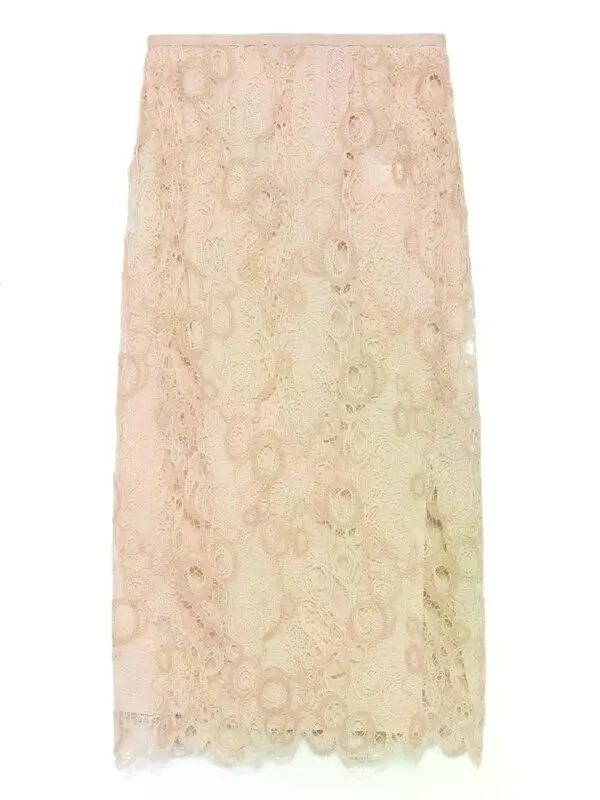 Fabiana Filippi Lace-embellished Midi Skirt - Neutrals