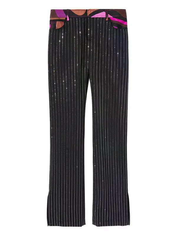 Emilio Pucci Pinstripe Trousers With Rhinestone Embellishments