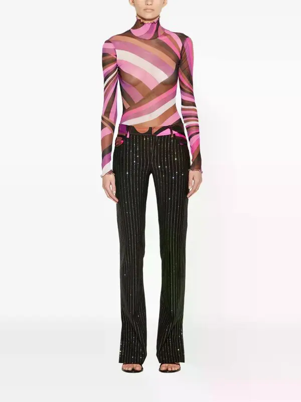 Emilio Pucci Pinstripe Trousers With Rhinestone Embellishments