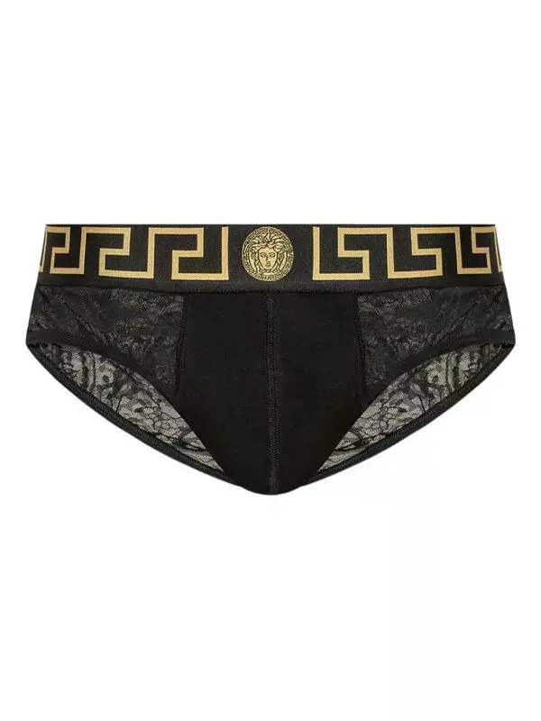 Versace Grecca Lace Briefs - Black