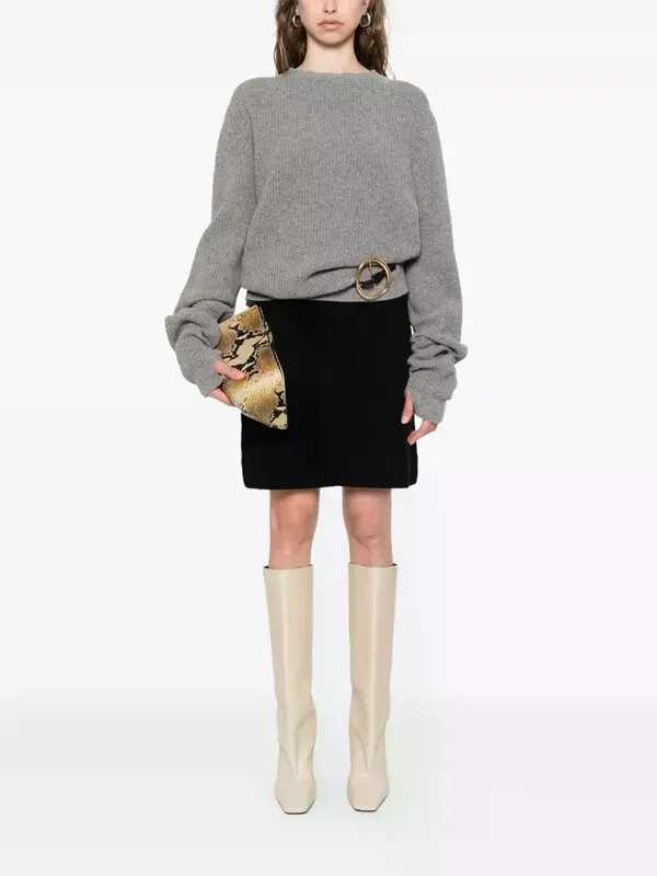 JIL SANDER Ribbed-knit Wool Mini Skirt - Black