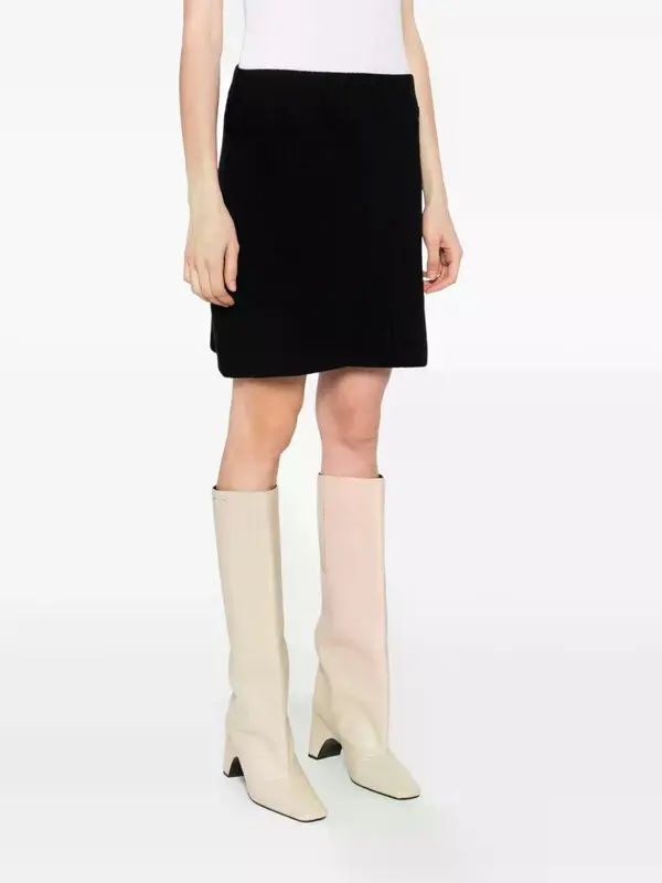 JIL SANDER Ribbed-knit Wool Mini Skirt - Black