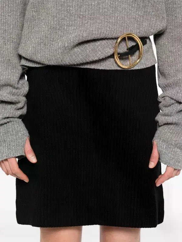 JIL SANDER Ribbed-knit Wool Mini Skirt - Black