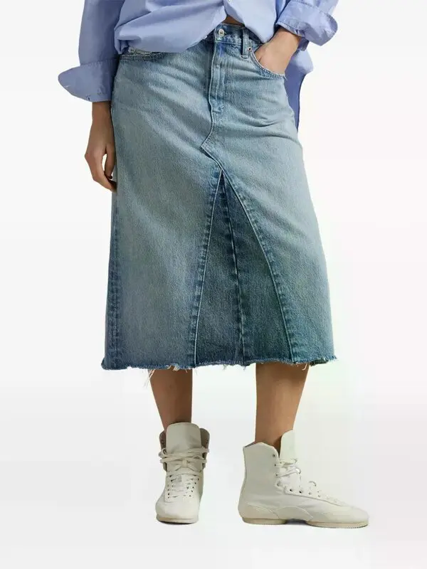 Polo Ralph Lauren Patchwork Denim Midi Skirt