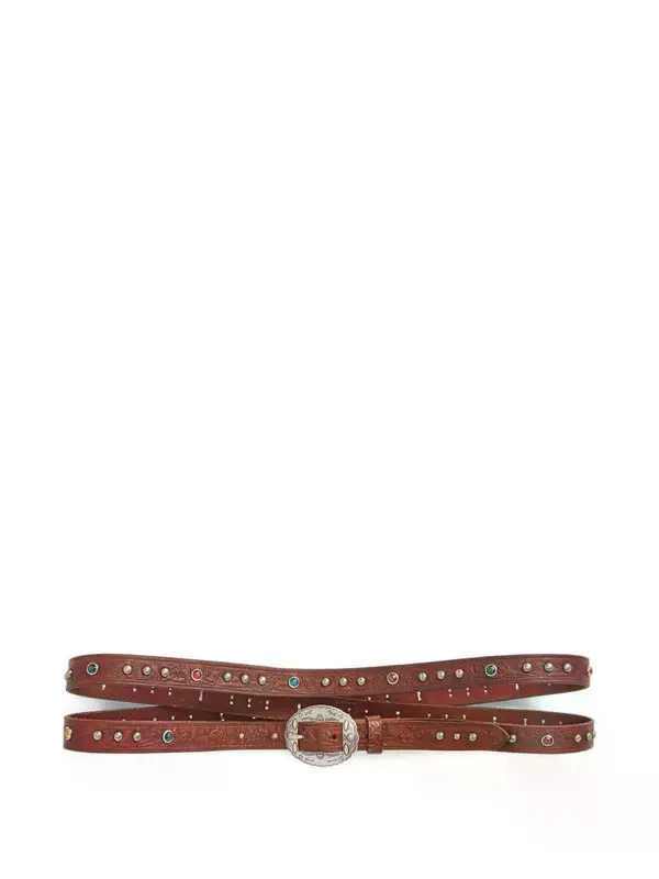 Ralph Lauren Luna Studded Leather Belt - Brown