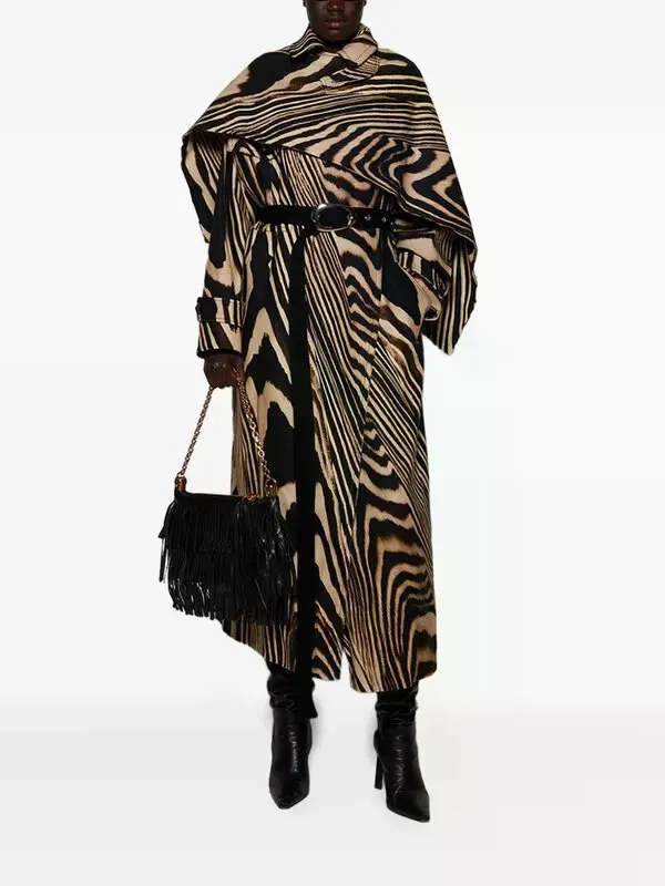 David Koma Zebra-print Belted Coat