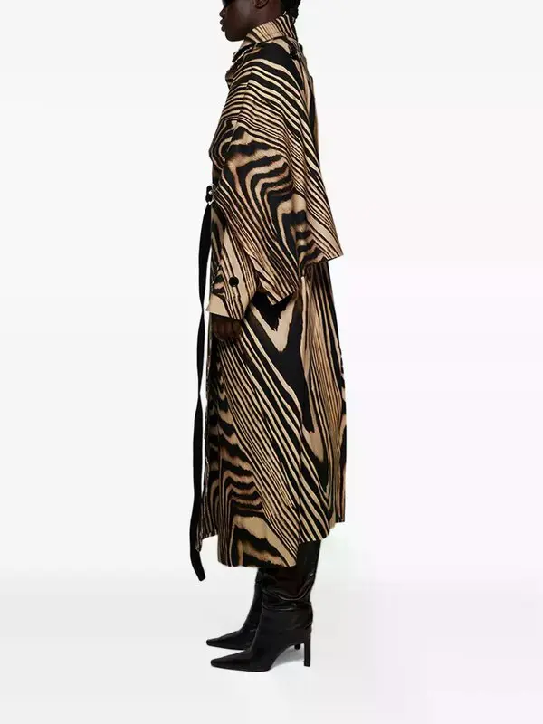 David Koma Zebra-print Belted Coat